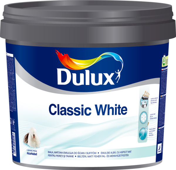 Dulux Classic White malířská barva na zeď, bílá, 10 l